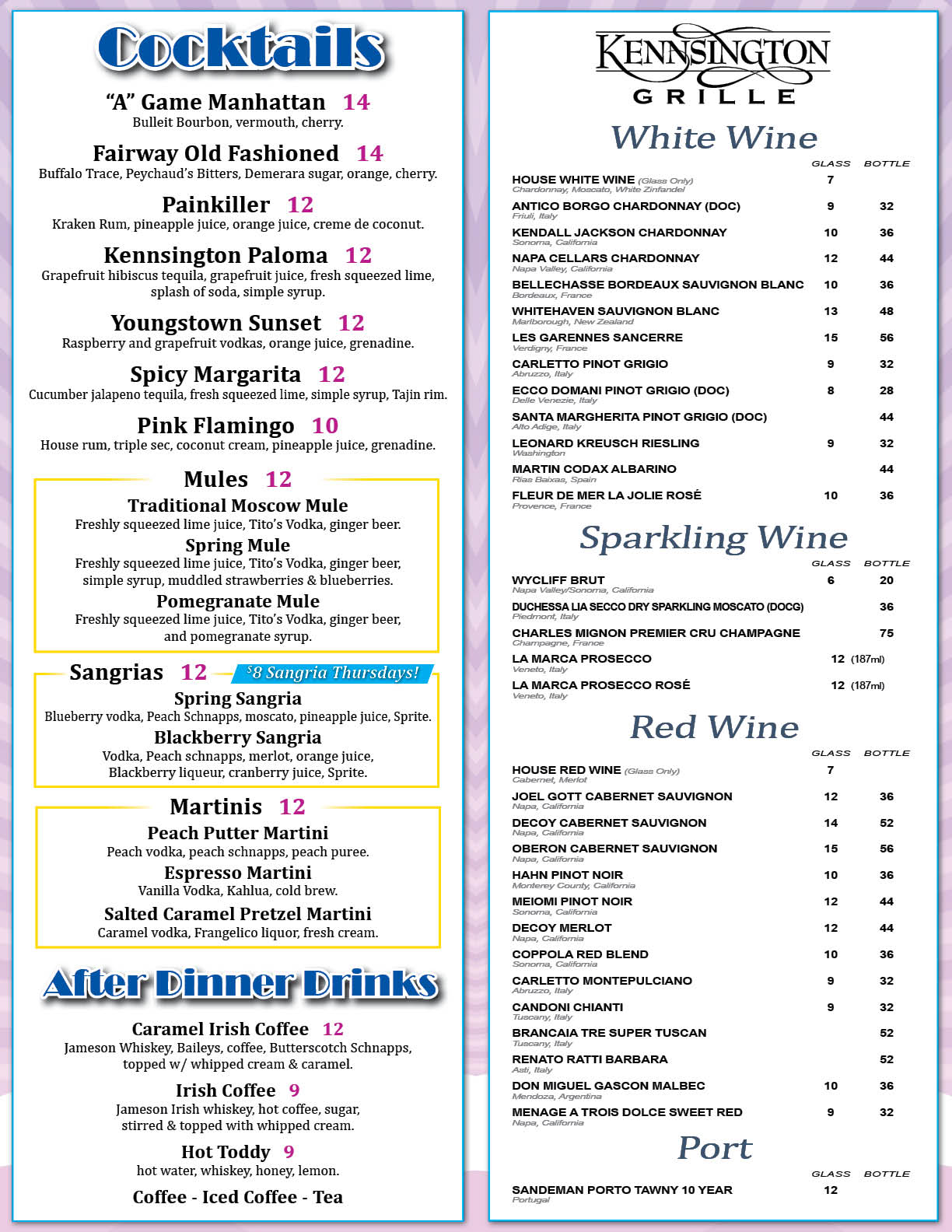 Kennsington Grille Menu - Kennsington Golf Club