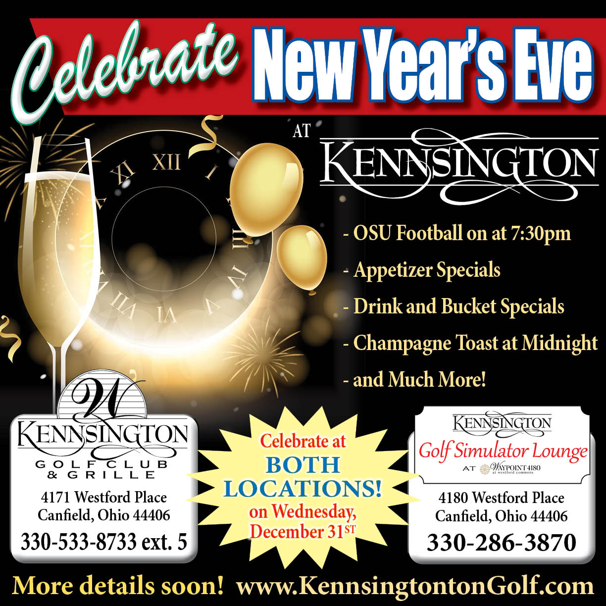 New Year's Eve at Kennsington! - Kennsington Golf Club